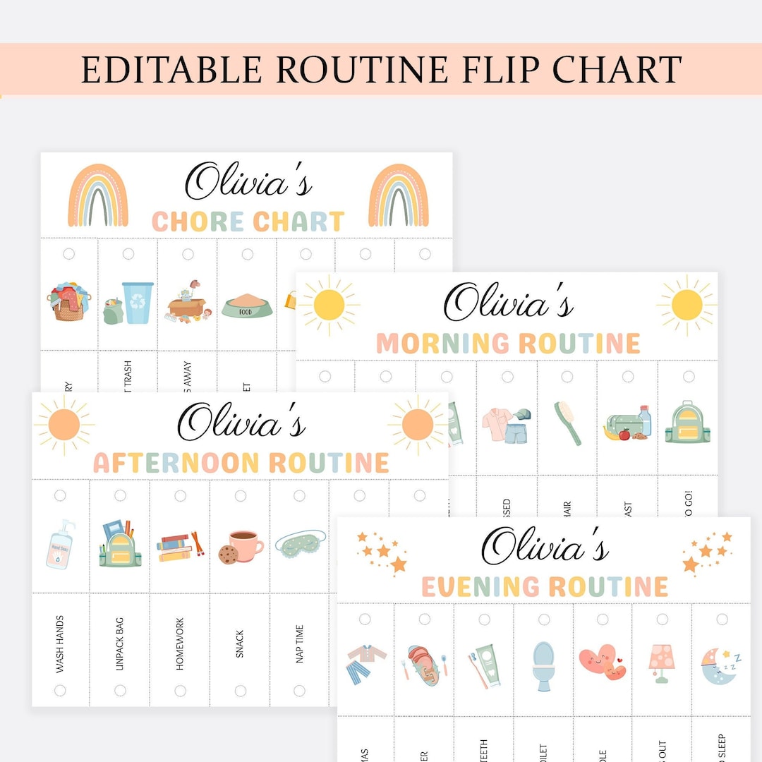 Routine Flip Chart Toddler Routine Chart Morning Evening Visual ...