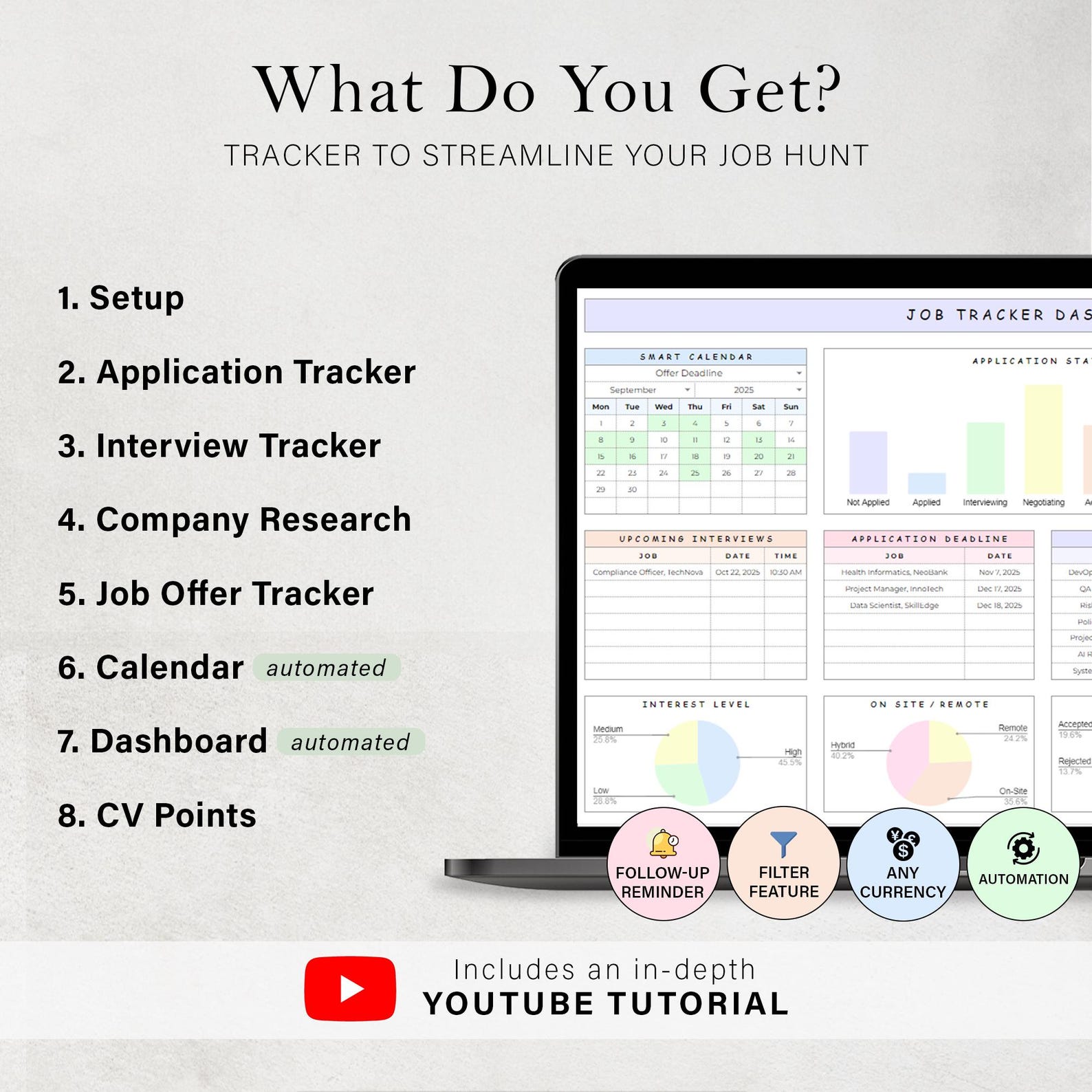 Job Application Tracker Spreadsheet Job Planner Interview Tracker Job ...