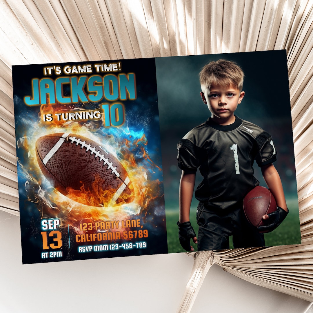 Football Birthday Invitation With Photo Football Invitation With ...