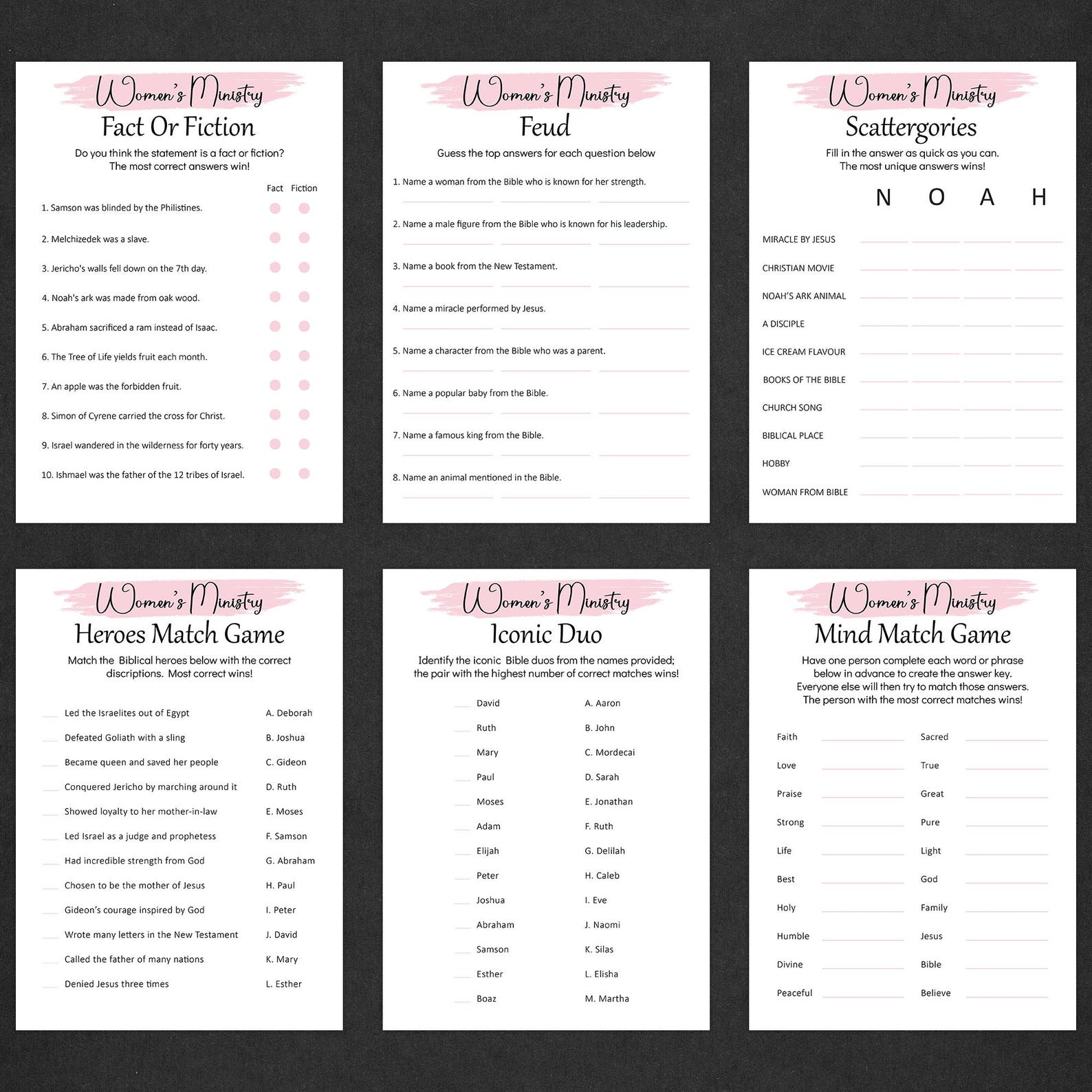 Women's Ministry Games Bible Games Christian Women Retreat Quiz Trivia ...