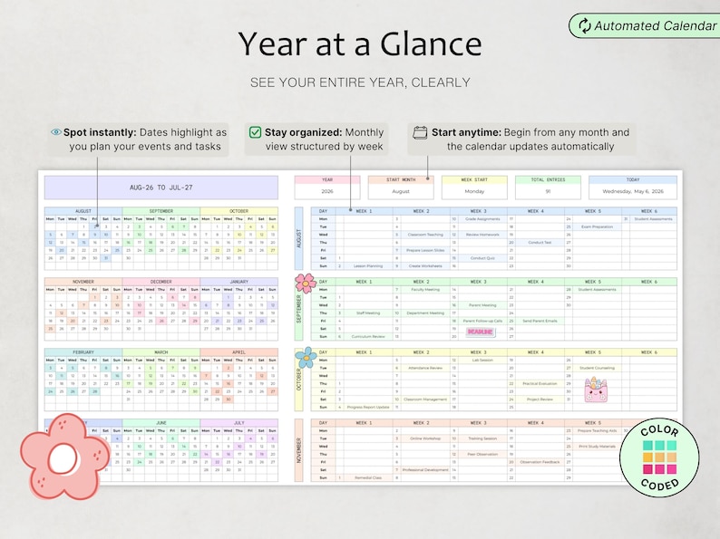 Teacher Planner Classroom Organizer Weekly Planning Teacher Monthly ...