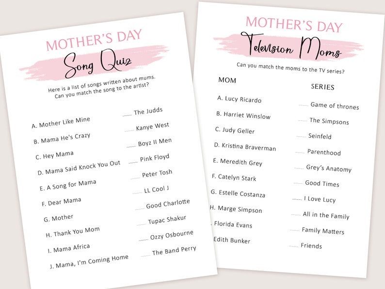 Mothers Day Game Bundle Mothers Day Party Game Mother Day - Etsy