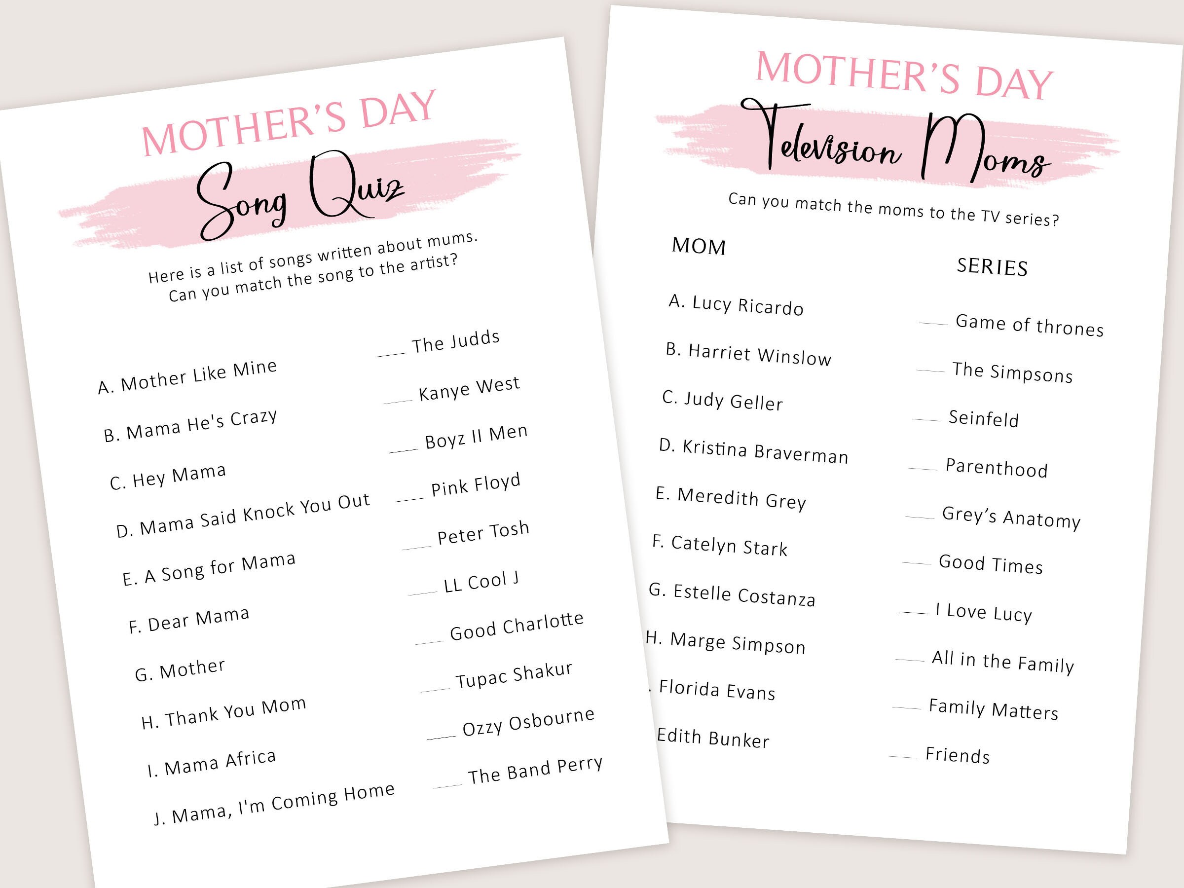 Mothers Day Game Bundle Mothers Day Party Game Mother Day - Etsy