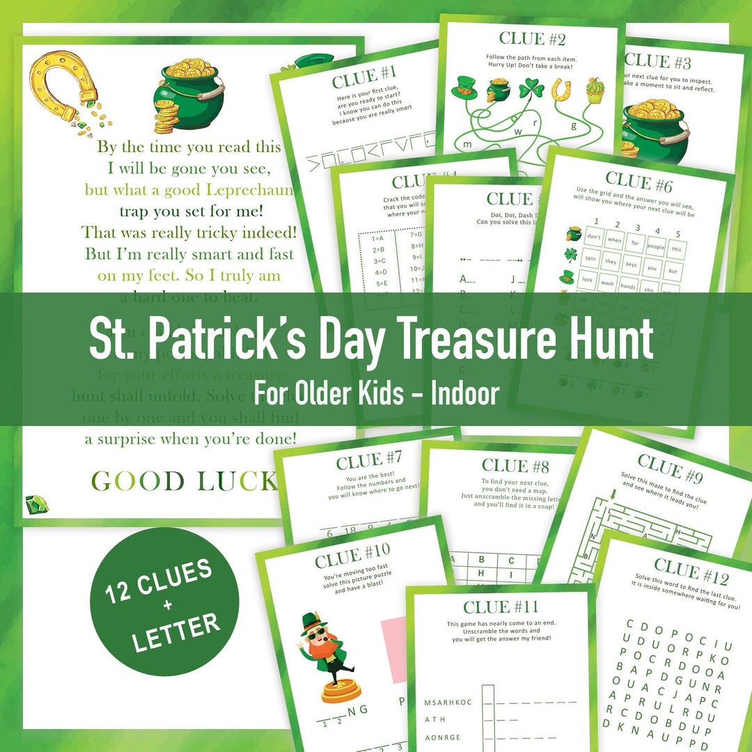 Leprechaun Scavenger Hunt for Older Kids St Patricks Day Treasure Hunt ...