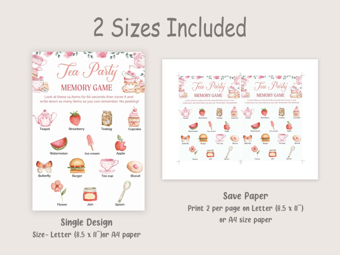 Tea Party Games for Girls Tea Party Birthday Games Kids Tea - Etsy