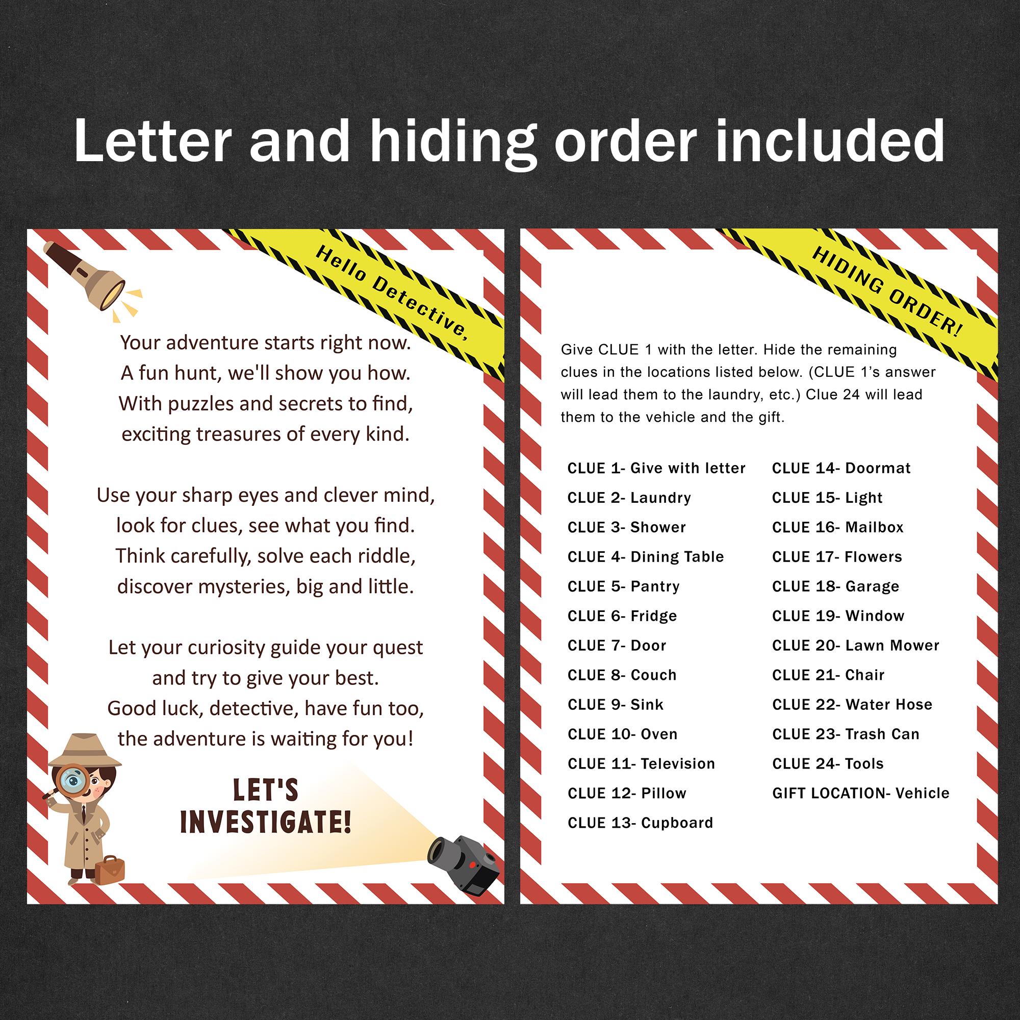 Detective Scavenger Hunt for Older Kids Spy Birthday Treasure Hunt ...