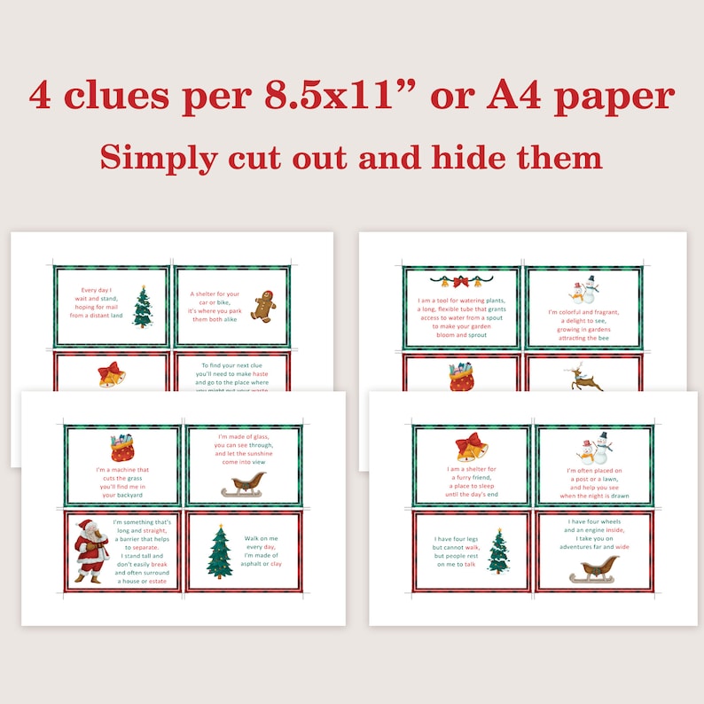 Christmas Scavenger Hunt for Kids Holiday Outdoor Treasure Hunt Clues ...