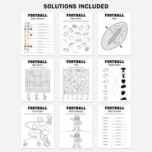 Football Activity Pages Football Activity Book for Kids American ...