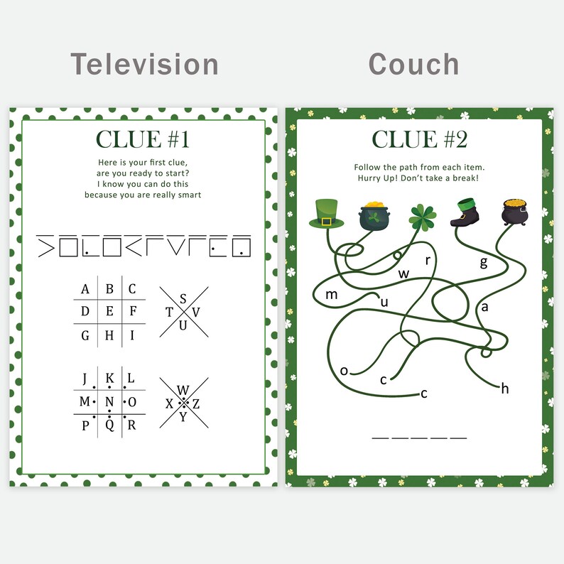 Leprechaun Treasure Hunt for Kids St Patricks Day Scavenger Hunt Indoor ...