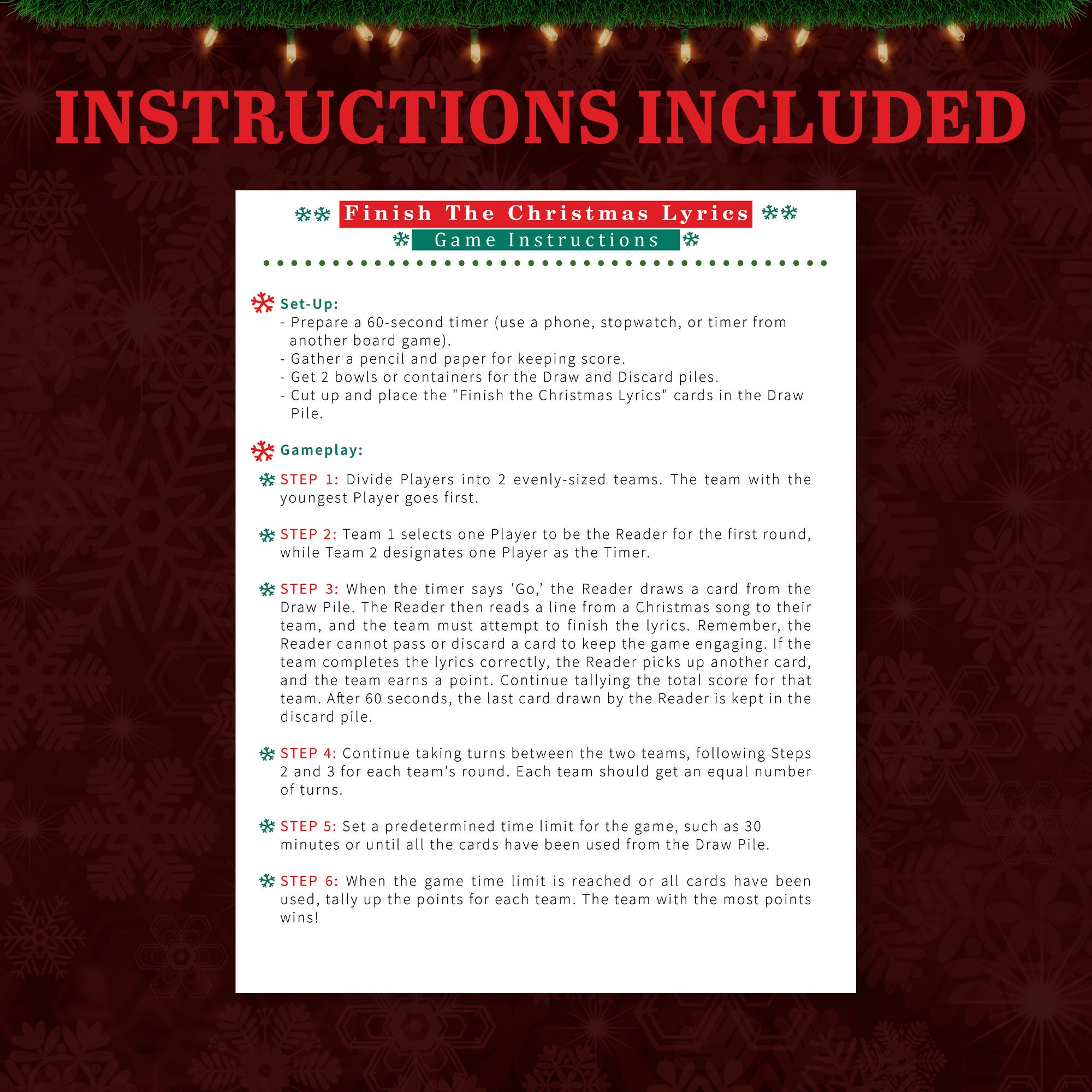 Christmas Carol Finish the Lyric Game Christmas Games Holiday Finish ...