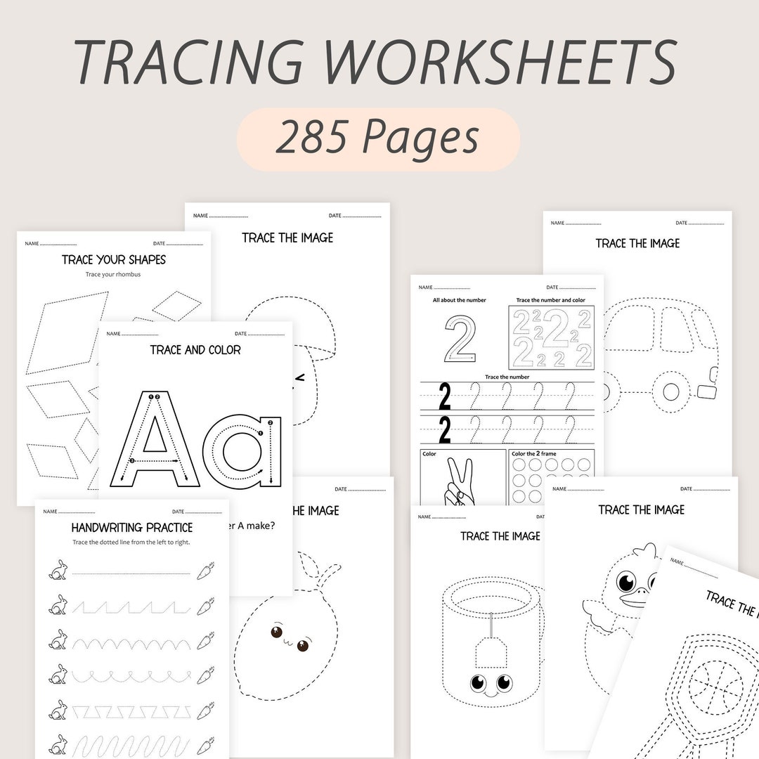 Tracing Worksheets Preschool Kindergarten Handwriting Practice Letters ...