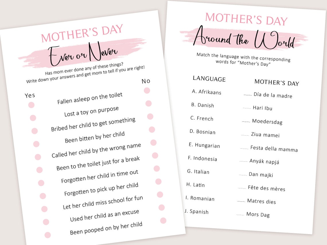 Mothers Day Game Bundle Mothers Day Party Game Mother Day Brunch Ideas ...