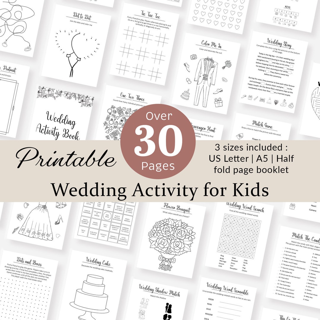Kids Wedding Activity Pack Wedding Activity Book Coloring Book for Kids ...