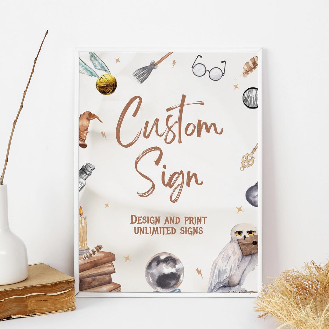 Wizard Custom Sign Wizard Baby Shower Party Signs Wizard and Witches ...