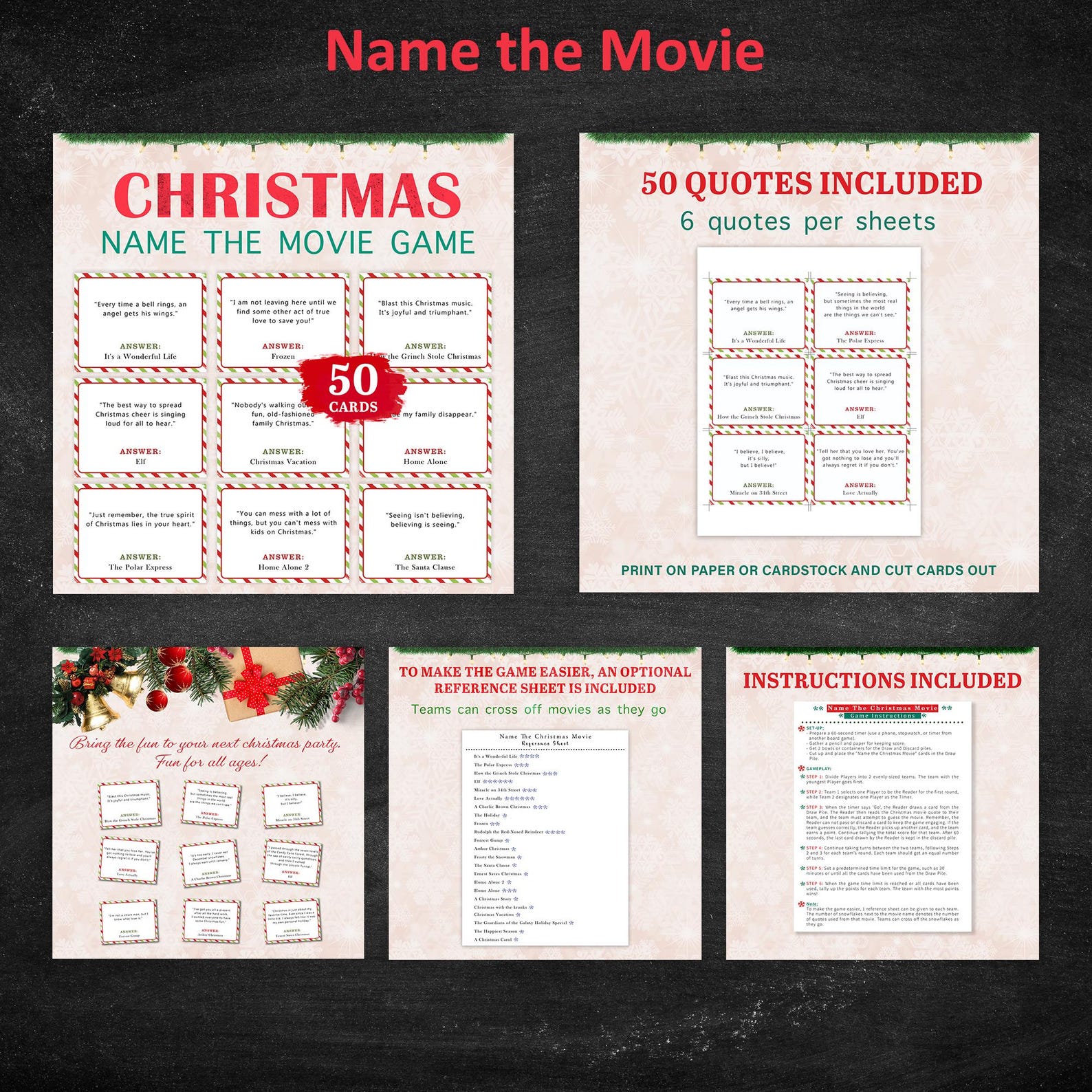 Christmas Game Bundle Christmas Games for Adults Kids Christmas Party ...