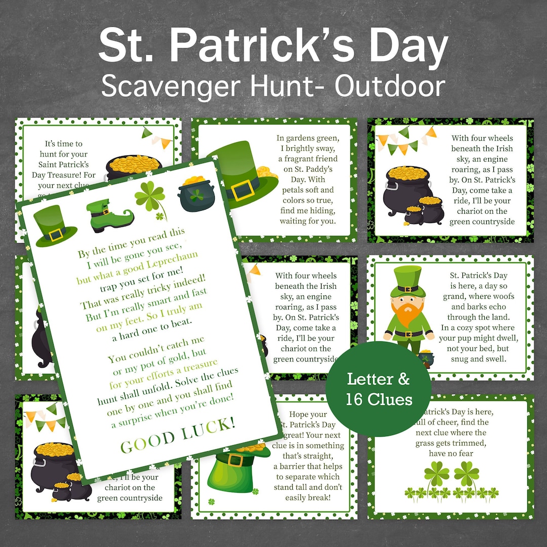 St Patricks Day Scavenger Hunt for Kids St Pattys Day Treasure Hunt ...