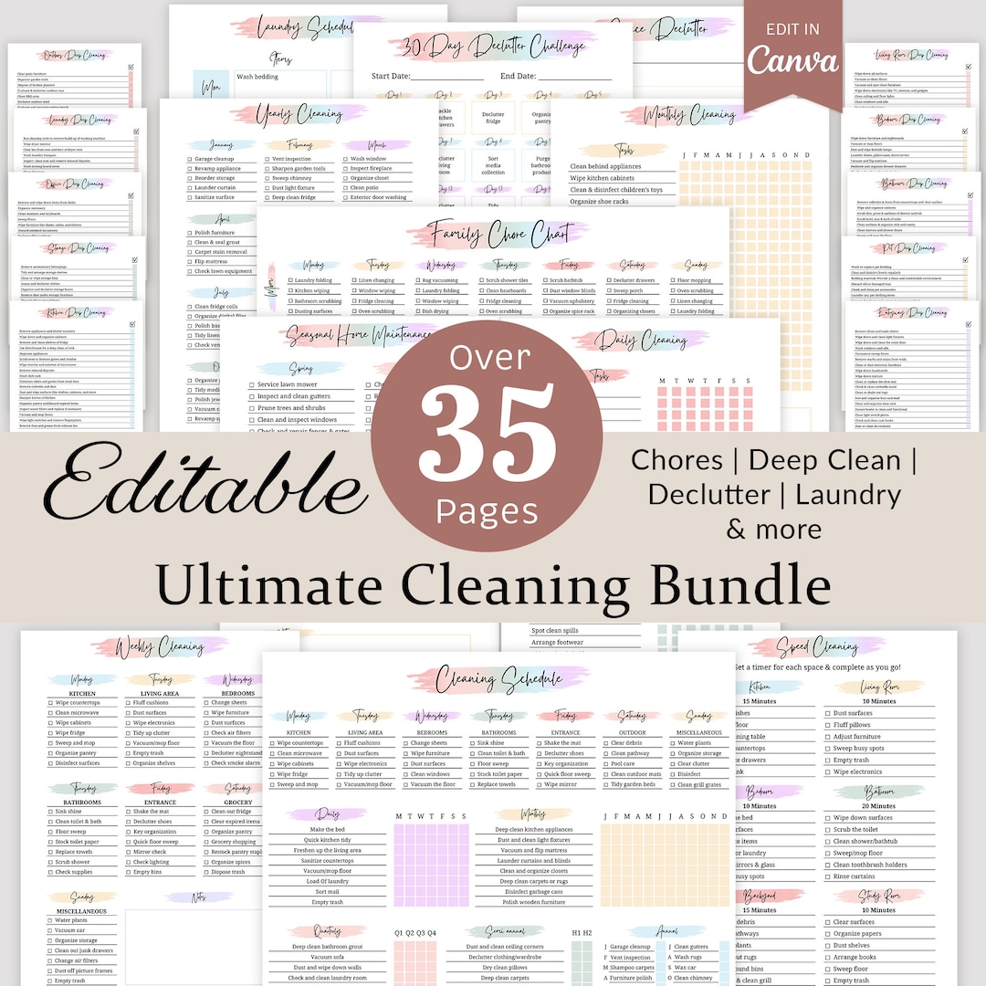 Cleaning Schedule Cleaning Checklist Cleaning Planner Daily Weekly ...