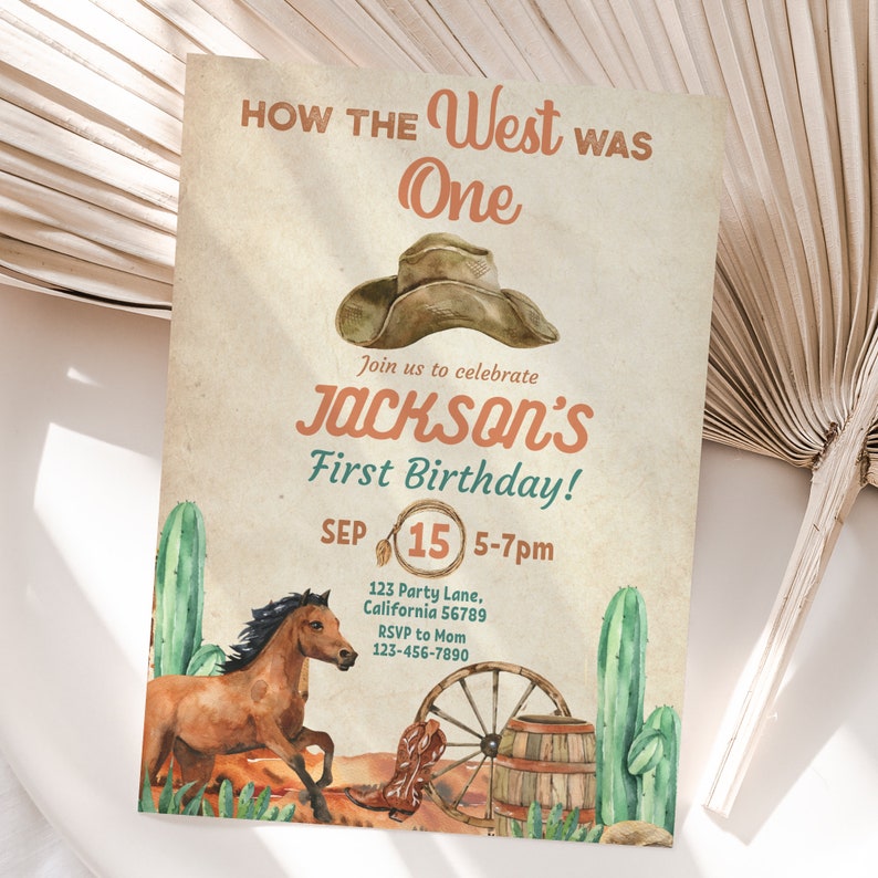 How the West Was One Birthday Invitation Cowboy First Birthday - Etsy