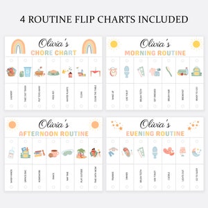 Routine Flip Chart Toddler Routine Chart Morning Evening Visual ...