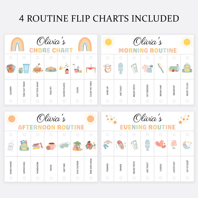 Routine Flip Chart Toddler Routine Chart Morning Evening Visual ...