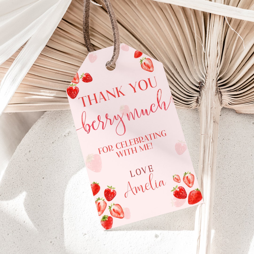 Berry First Thank You Tags Strawberry Party Favors My Berry First Favor ...