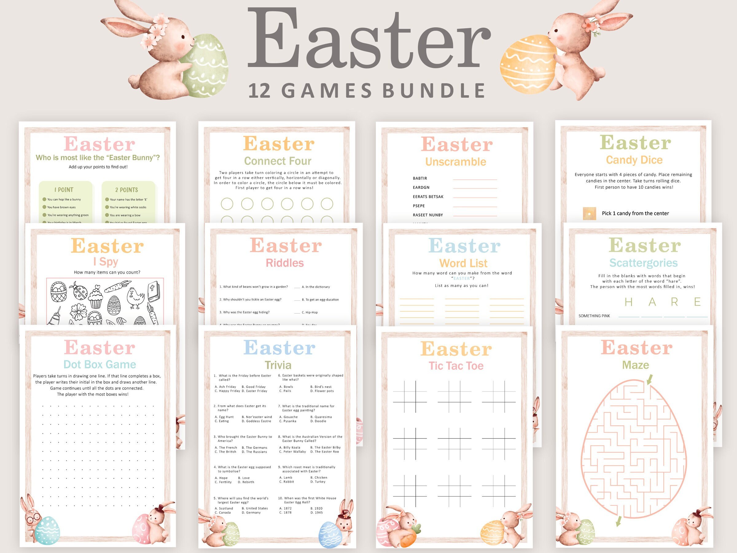 Easter Games for Kids Easter Party Games Bundle Easter Egg Activities ...