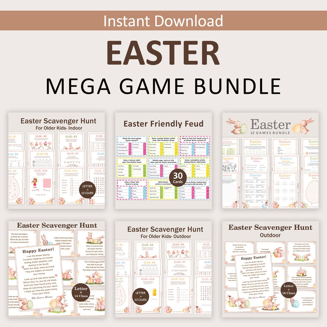 Easter Games Bundle Easter Scavenger Hunt Kids Older Easter Egg ...