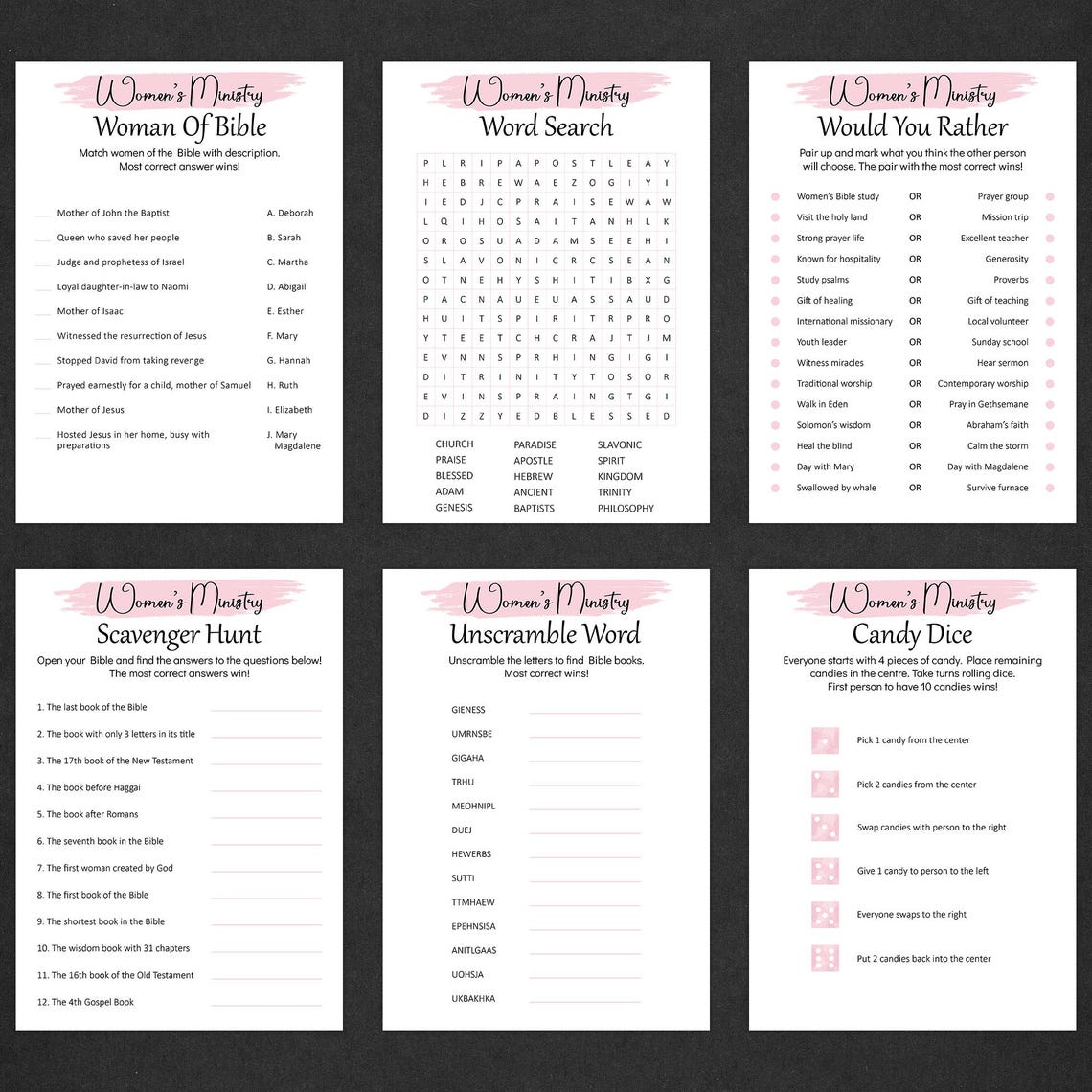 Women's Ministry Games Bible Games Christian Women Retreat Quiz Trivia ...