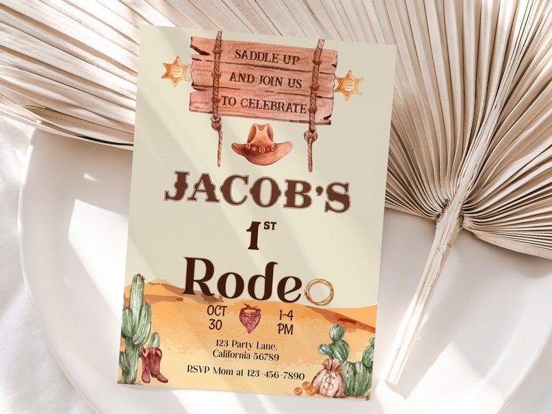My First Rodeo Birthday Invitation Cowboy Invitation 1st Rodeo Invite ...