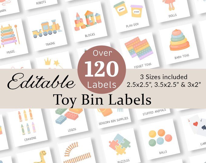 Toy Bin Labels Editable Canva Labels Playroom Labels Digital Download ...