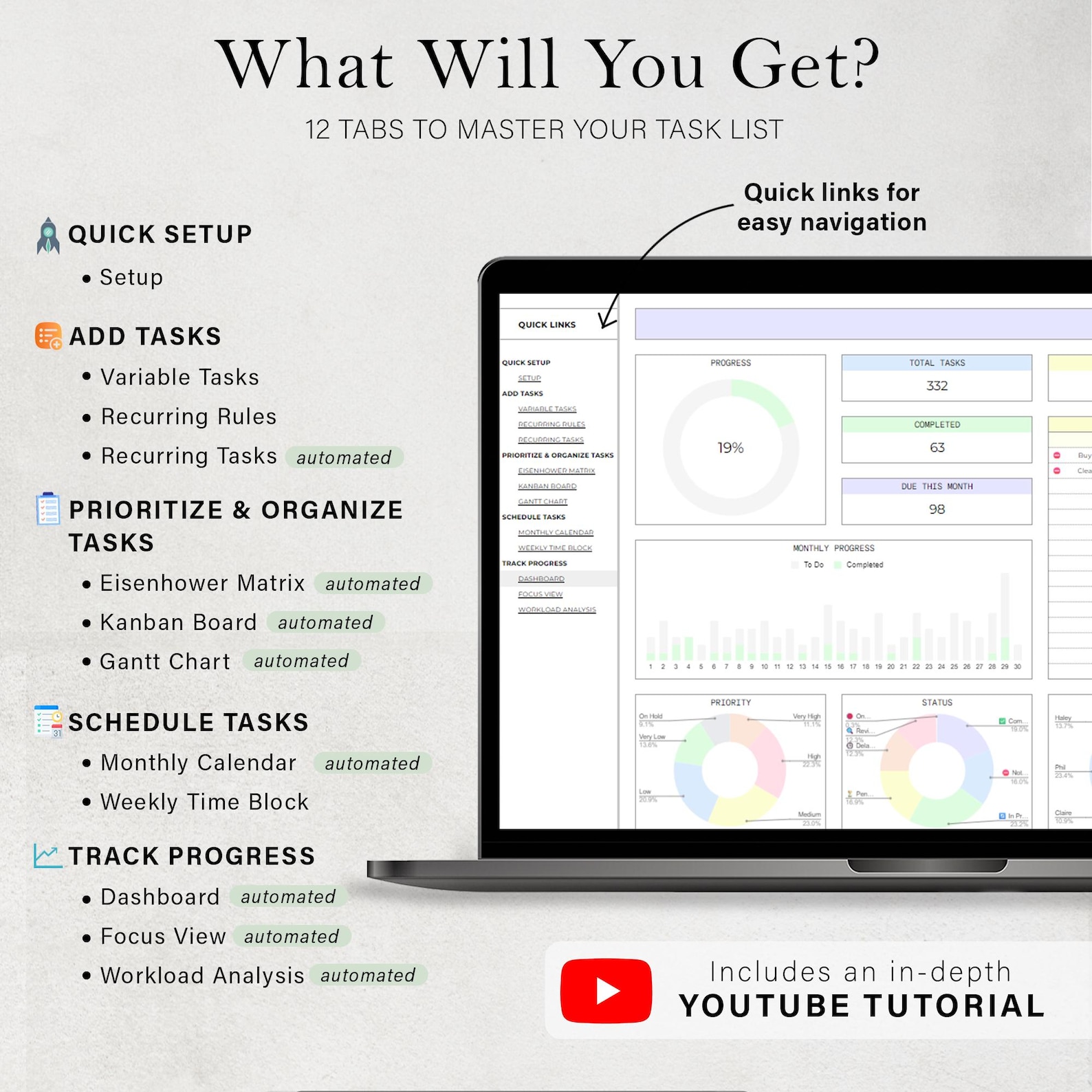 Task Tracker to Do List Template Daily Tasks Spreadsheet Recurring ...