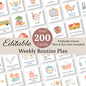 Weekly Routine Chart Kids Weekly Planner Cards Visual Calendar Toddler ...