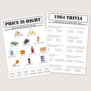 40th Birthday Games Bundle 40th Birthday Party Games 1984 Trivia Born ...