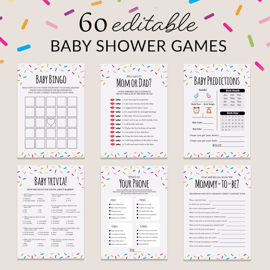 Sprinkle Baby Shower Games Bundle Baby Sprinkle Baby Shower Party ...
