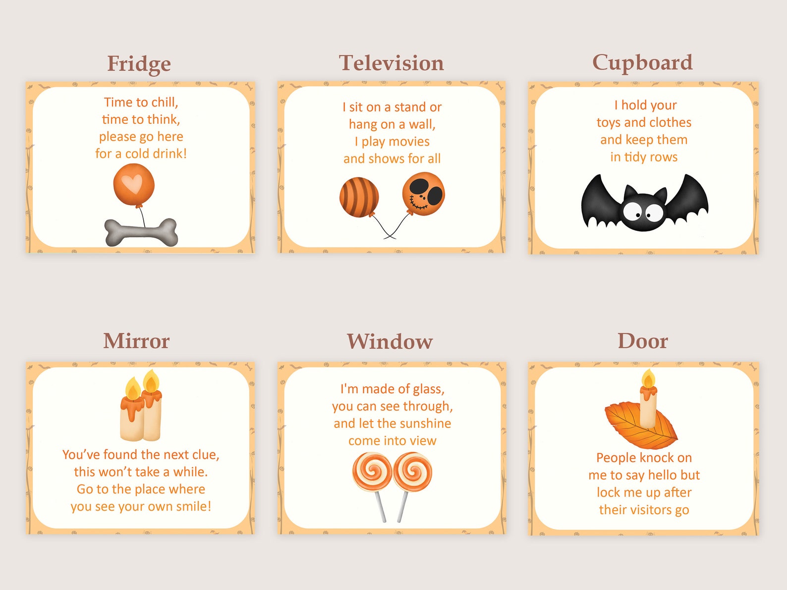 Halloween Scavenger Hunt for Kids Indoor Halloween Treasure Hunt Clues ...