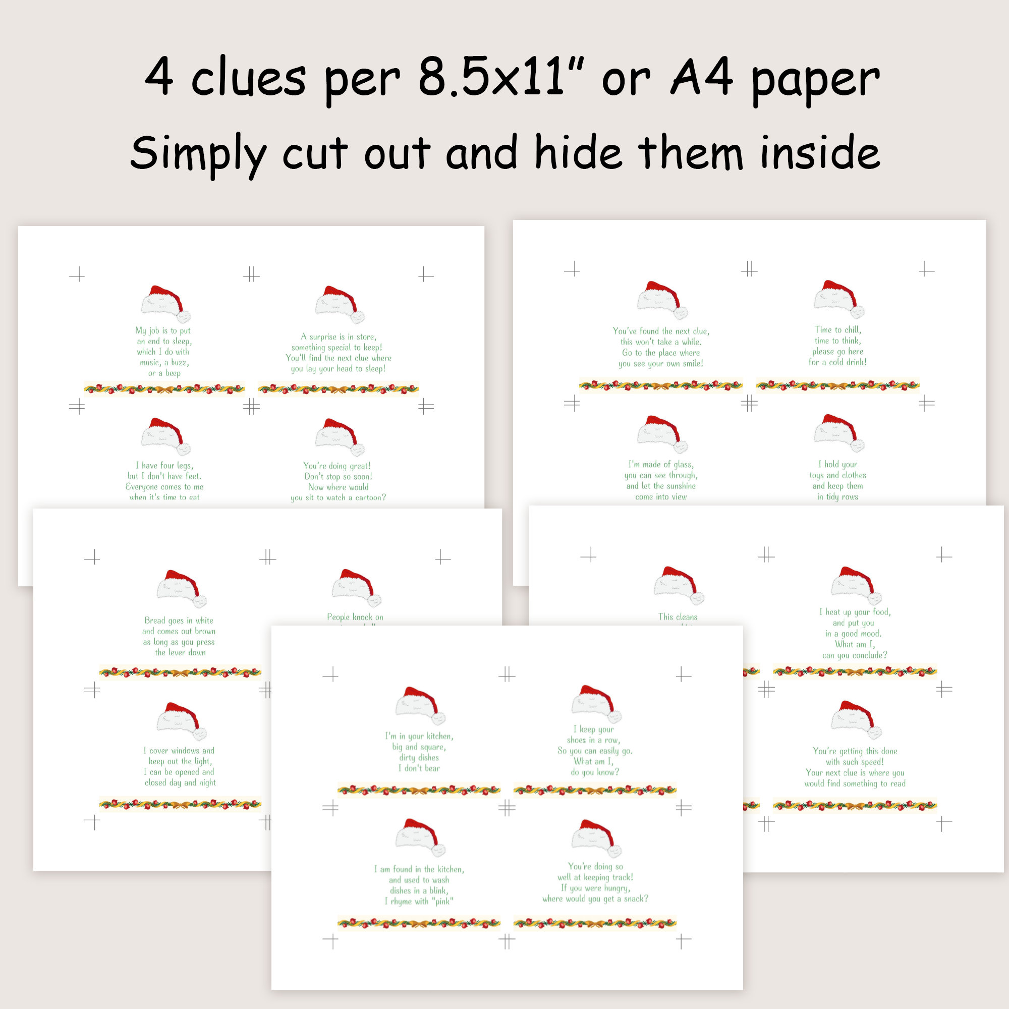 Christmas Scavenger Hunt for Kids Holiday Indoor Hunt Clues Treasure ...