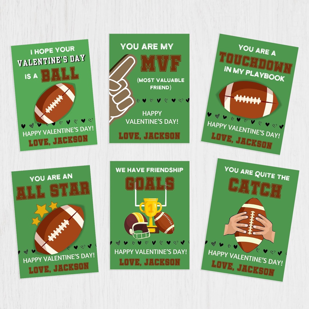 Football Valentine's Day Cards Football Kids Valentines Cards Sport ...