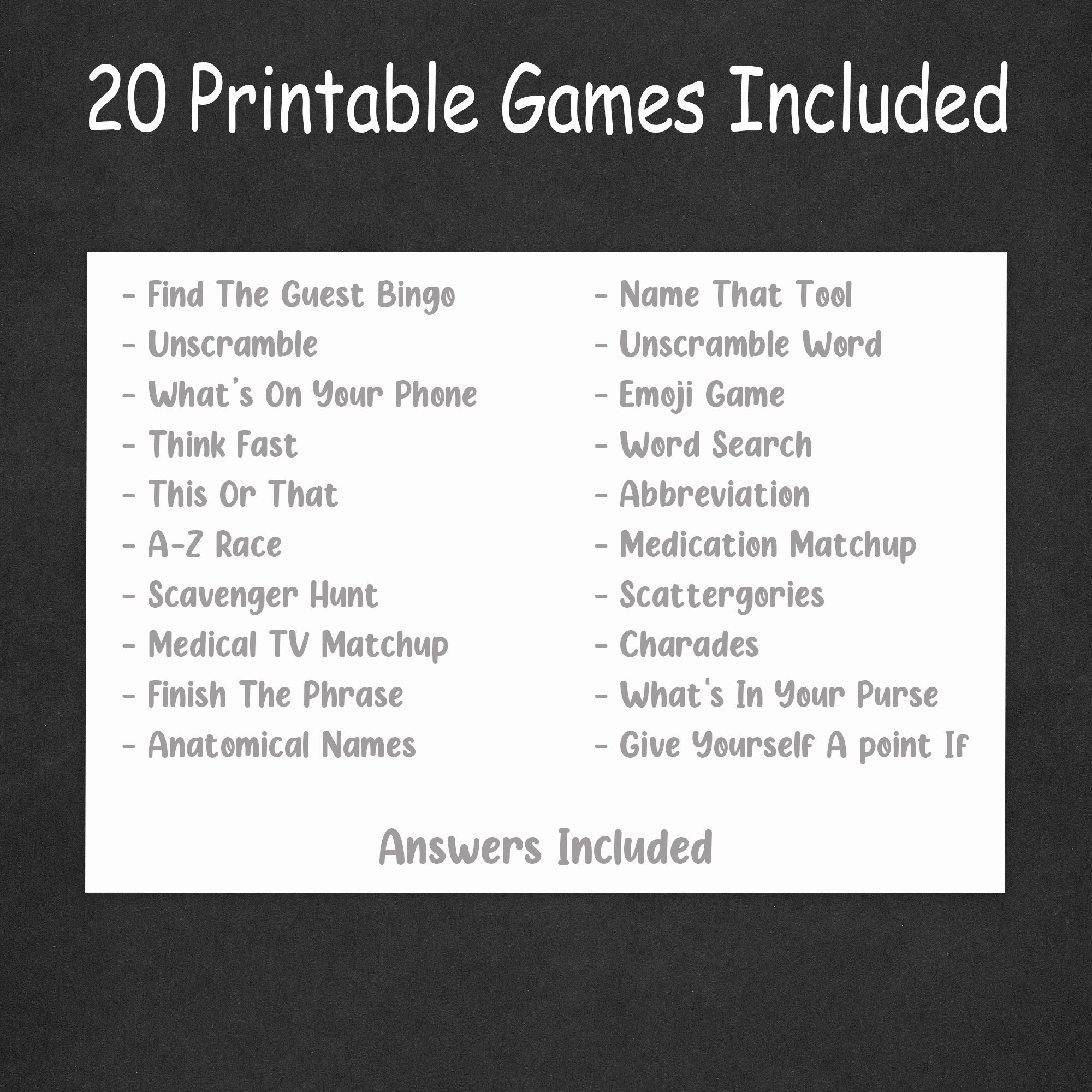 Medical Games Nurse Week Games Nurse Graduation Nurse Retirement Party ...