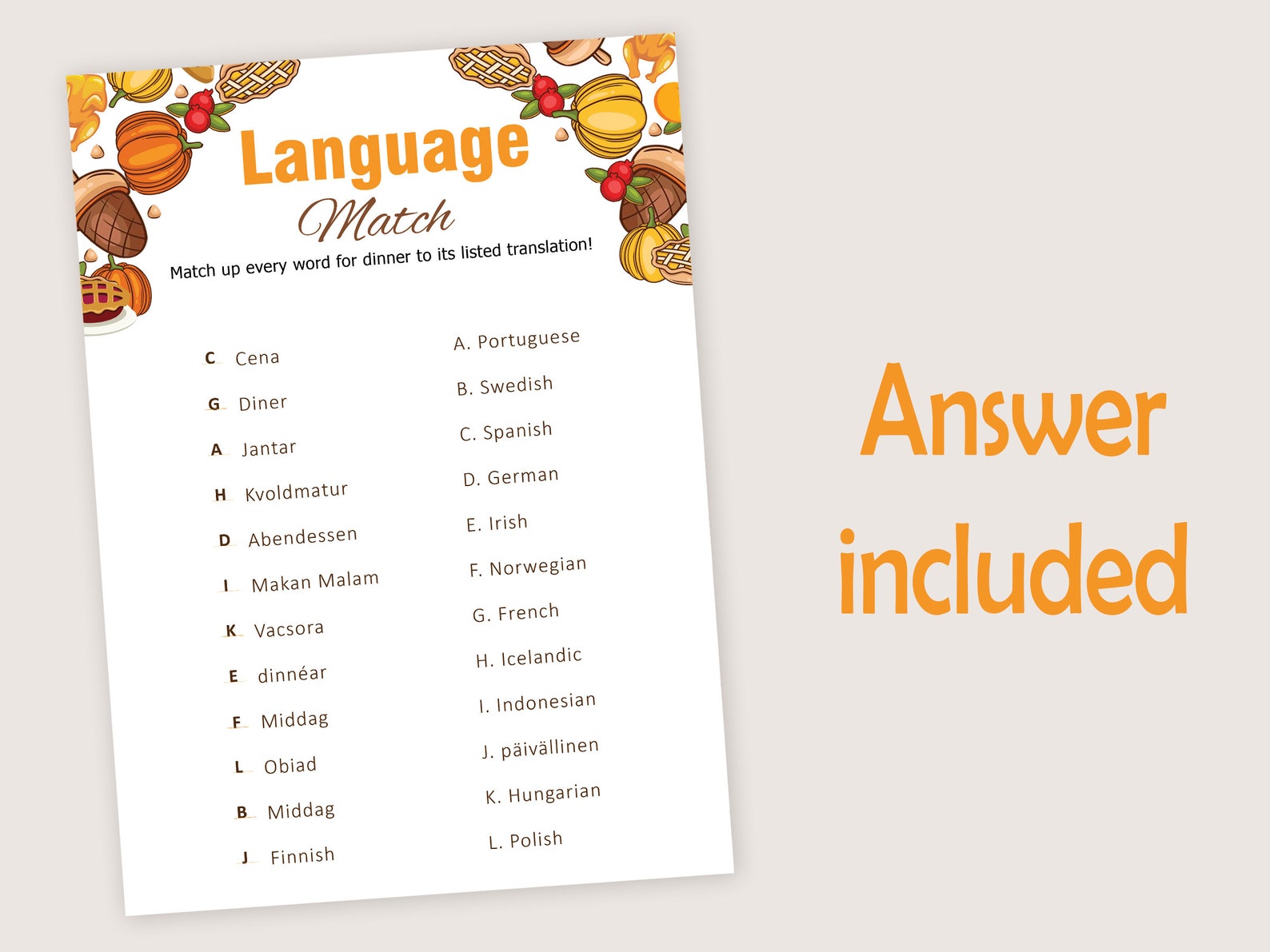 Thanksgiving Games Bundle Thanksgiving Day Dinner Party Games Family ...