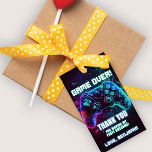 Video Game Thank You Tags Gamer Party Favor Tag Arcade Favor Tags Games ...