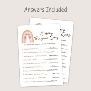 Nursery Rhyme Game Baby Shower Games Nursery Rhyme Trivia Quiz Card ...