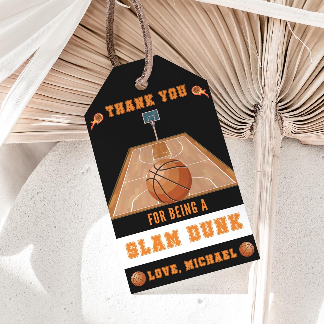 Basketball Thank You Tags Sports Party Favors Boy Favor Tags Teen Thank ...