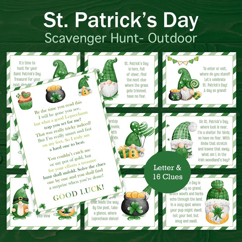 Leprechaun Scavenger Hunt for Kids St Patricks Day Treasure Hunt ...