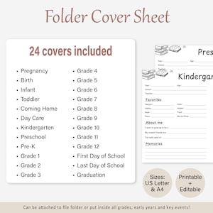 Memory Box Label School Years Pages Baby Keepsake Folder File Tab Cover ...