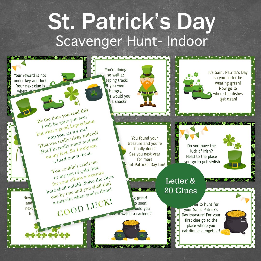 St Patricks Day Scavenger Hunt for Kids St Pattys Day Treasure Hunt ...