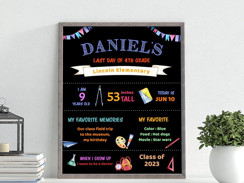 Chalkboard Last Day of School Sign Editable End of School - Etsy