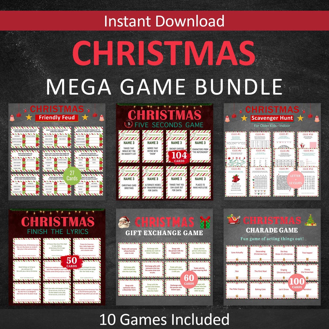 Christmas Game Bundle Christmas Games for Adults Kids Christmas Party ...