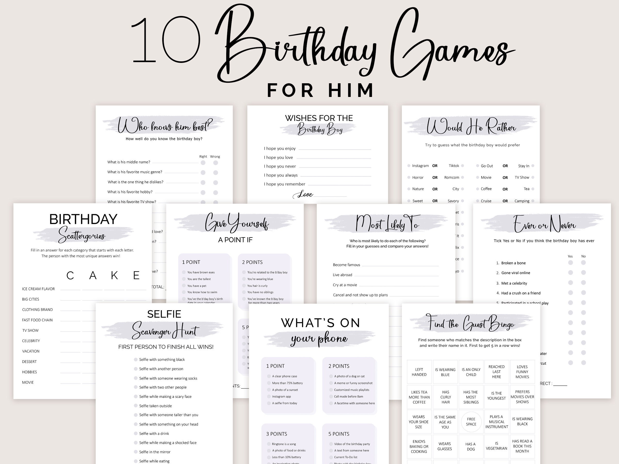 Birthday Games for Him Birthday Boy Games Birthday Party Games for Men ...
