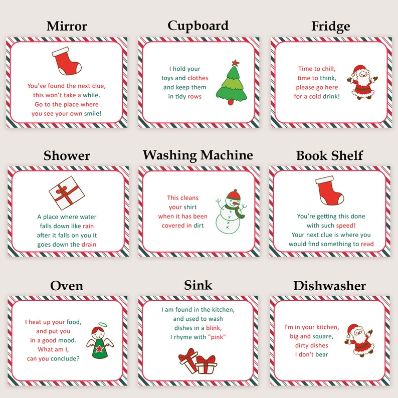 Christmas Scavenger Hunt for Kids Holiday Indoor Hunt Clues Treasure ...