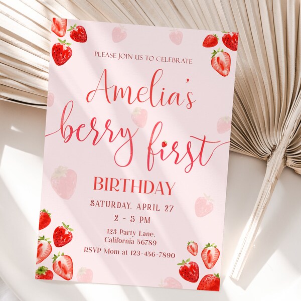 Berry First Birthday Invitation - Etsy